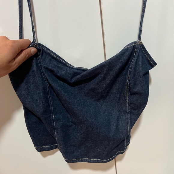 Zara | Tops | Zara Denim Top Backless Size L With Tags | Poshmark